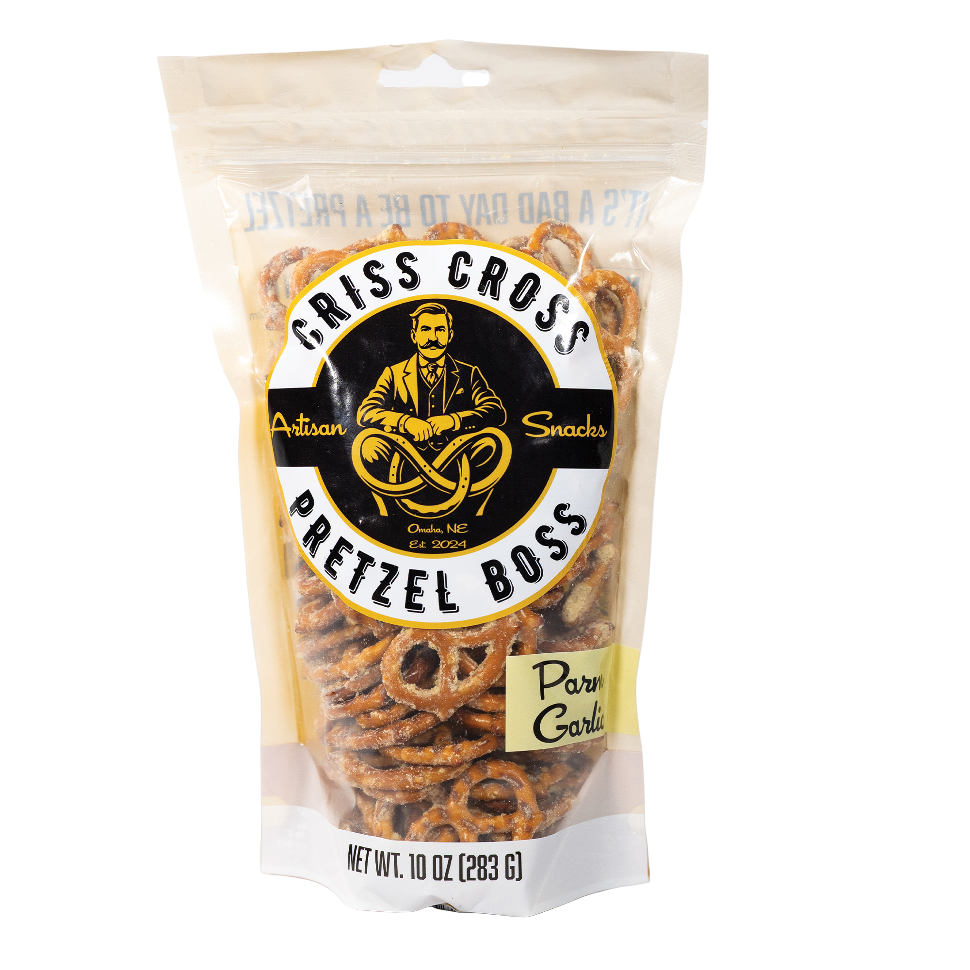 Parmesan Garlic Flavored Pretzels | 10 oz | Criss Cross Pretzel Boss ...