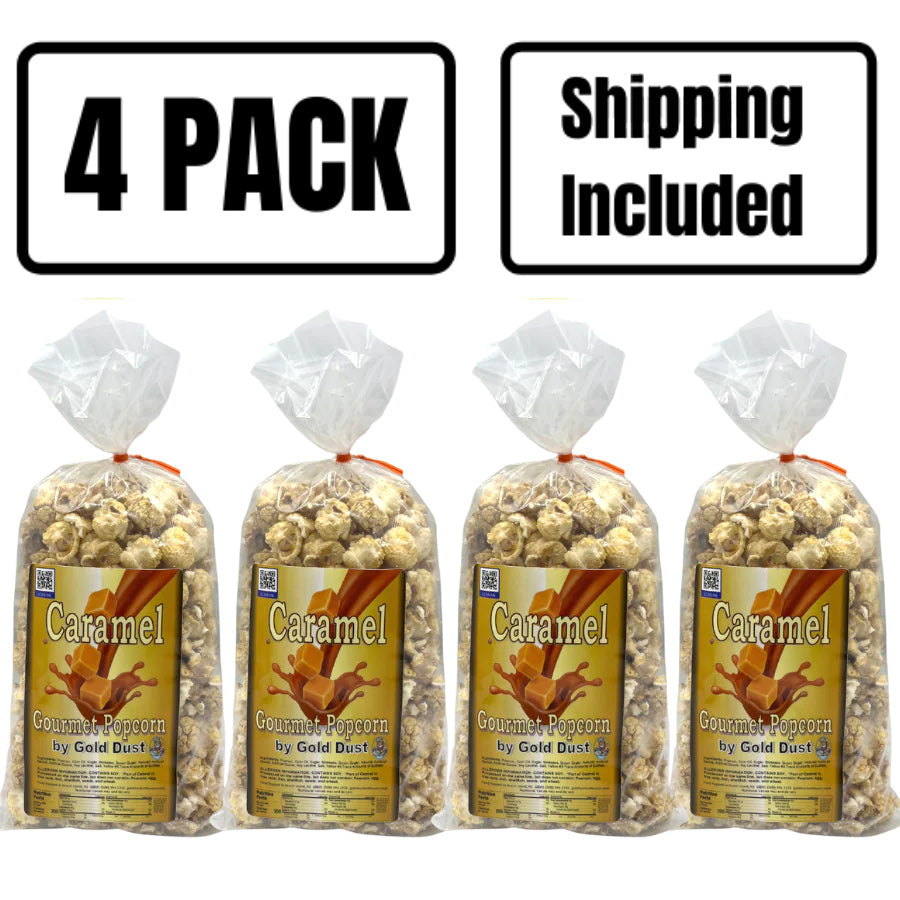 Caramel Popcorn | Pack of 4 | 3 oz | Non-GMO | Shipping Included | Gol ...