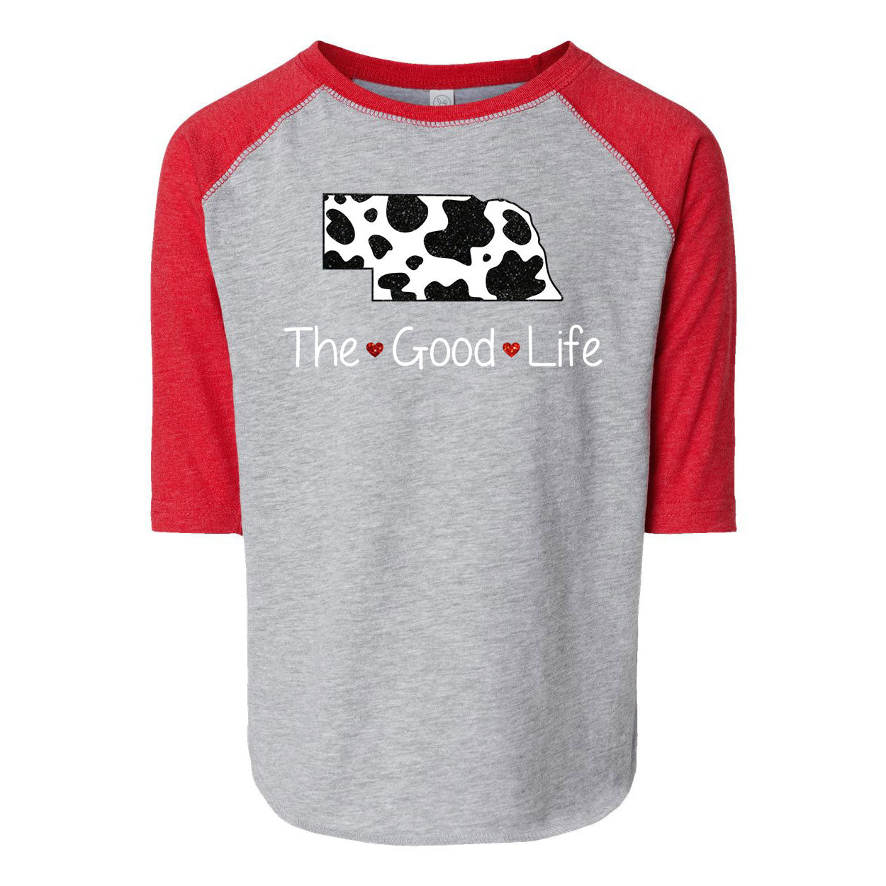 SALE | “The Good Life” Cow Print Nebraska Toddler Raglan Tee | Multipl ...
