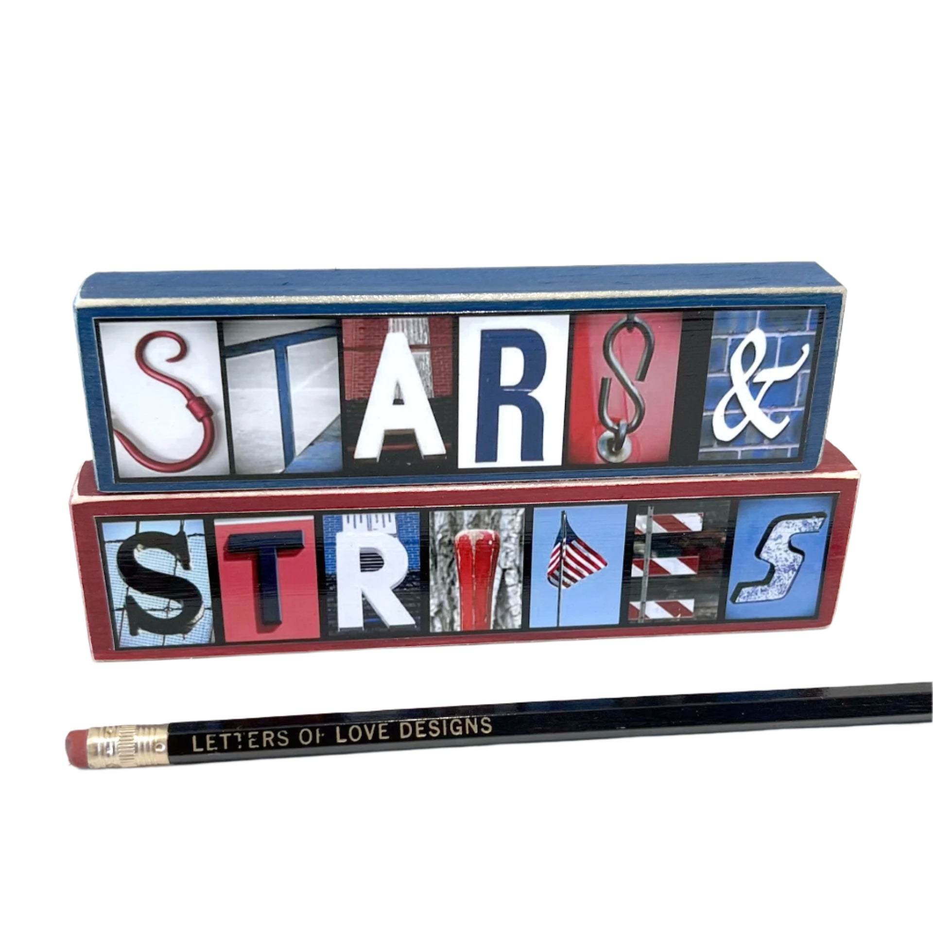 Stars & Stripes Word Block Set | Letters of Love Designs – BuyNebraska.com