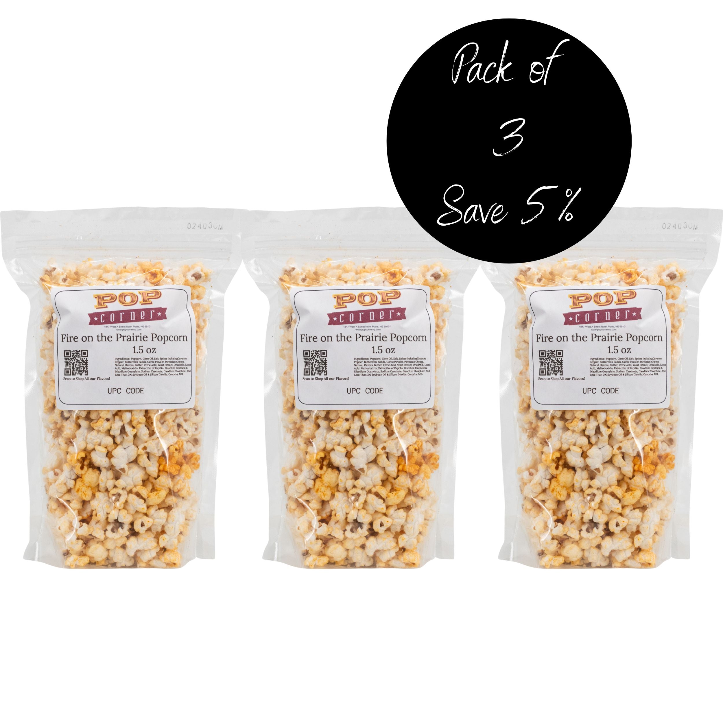 Fire on the Prairie Popcorn | Pack of 3 | 1.5 oz | Pop Corner ...
