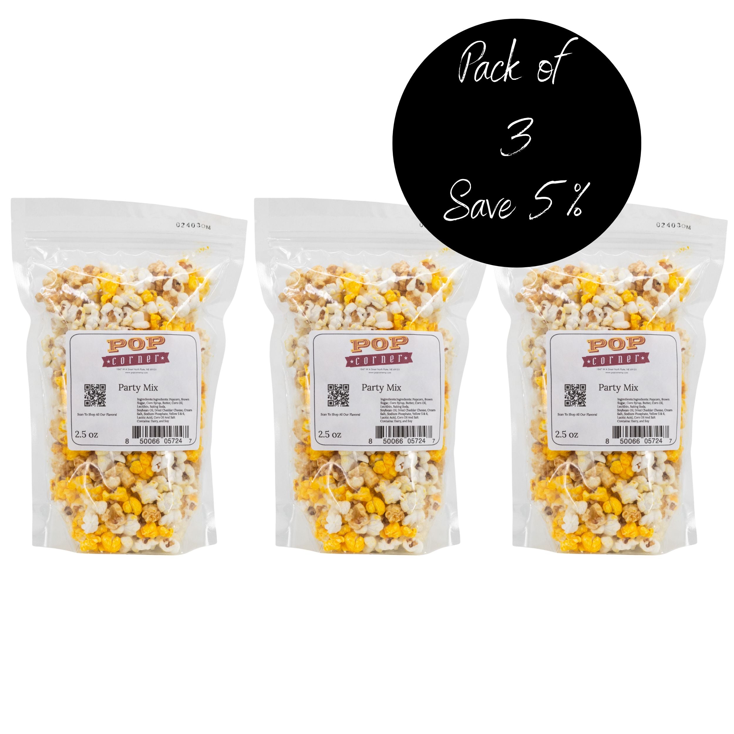Party Mix Popcorn | 2.5 oz | Caramel, Cheddar, & White Popcorn | Pop C ...