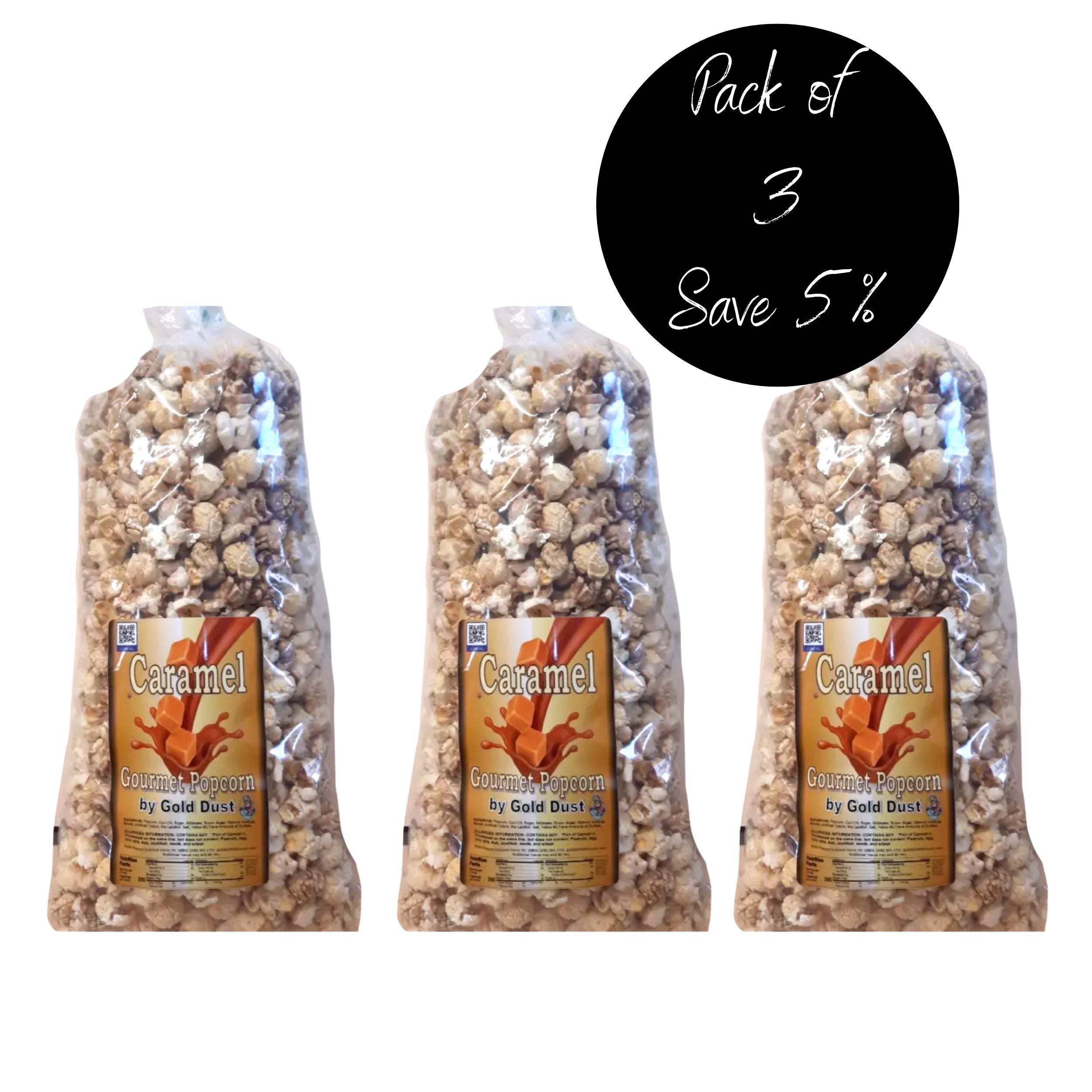 Caramel Popcorn | Pack of 3 | 9 oz | Non-GMO | Gold Dust Kettle Corn ...