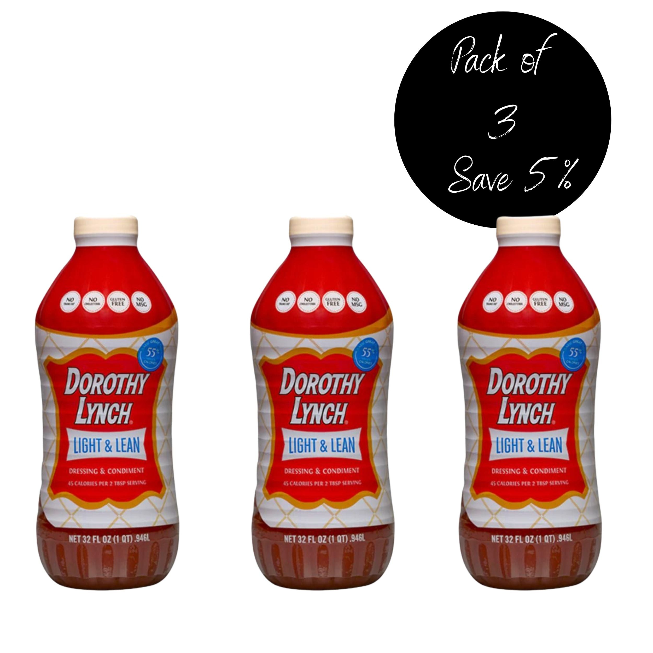 Light and Lean Dorothy Lynch Salad Dressing | 32 oz | Pack of 3 | Glut ...