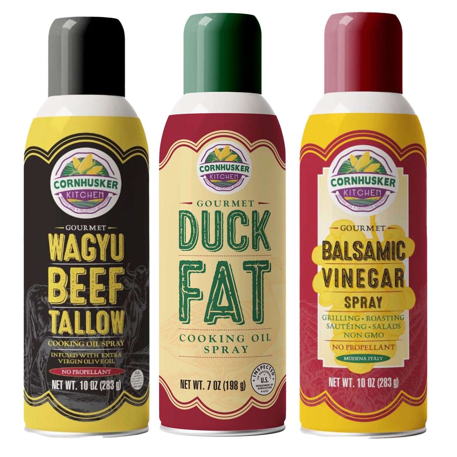 Cornhusker Kitchen Spray Bundle | Duck Fat, Beef Tallow & Balsamic Vin ...