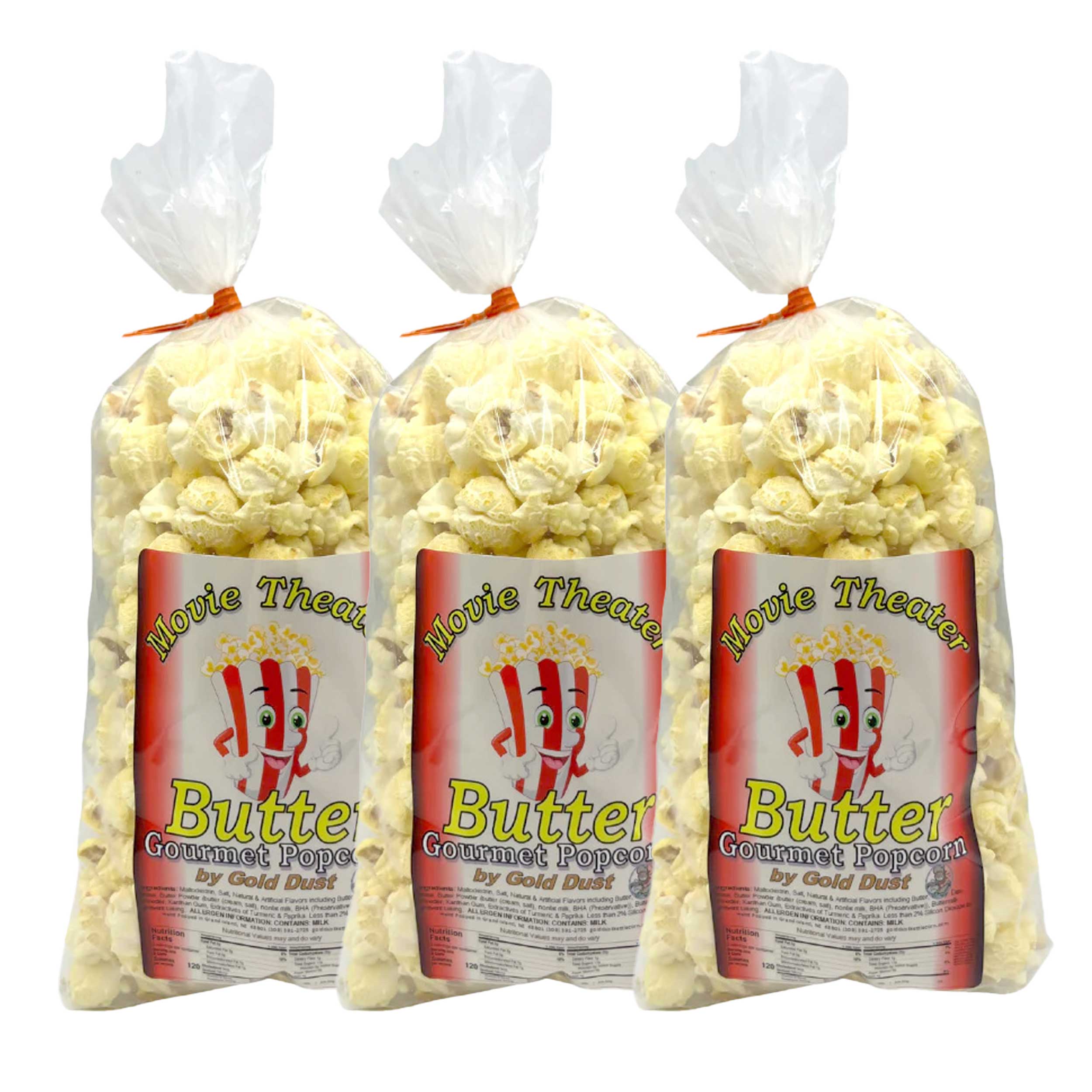 Movie Theater Butter Popcorn | Pack of 3 | 2 oz | Non-GMO | Gold Dust ...