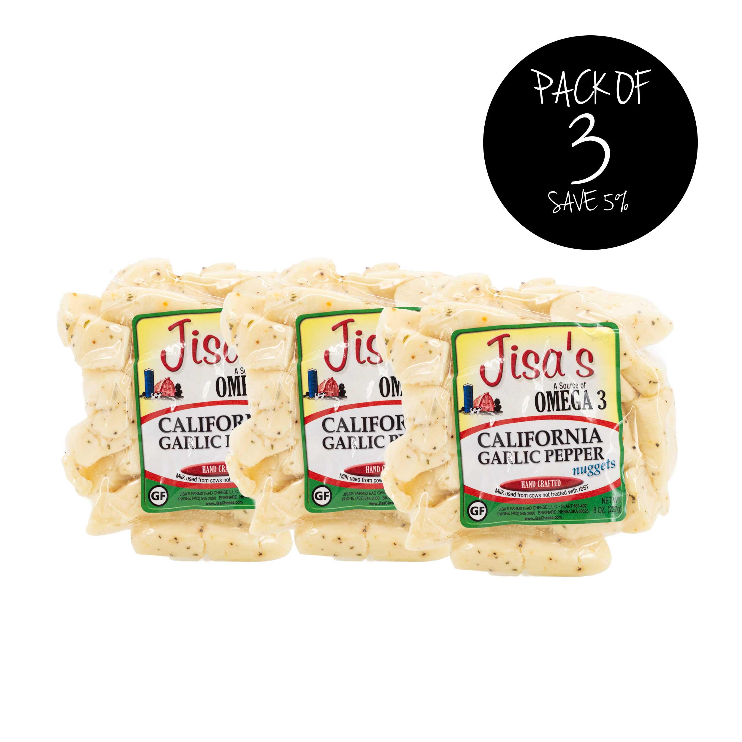 California Garlic Pepper Cheese Nuggets | Pack of 3 | 8 oz | Jisa's Fa ...