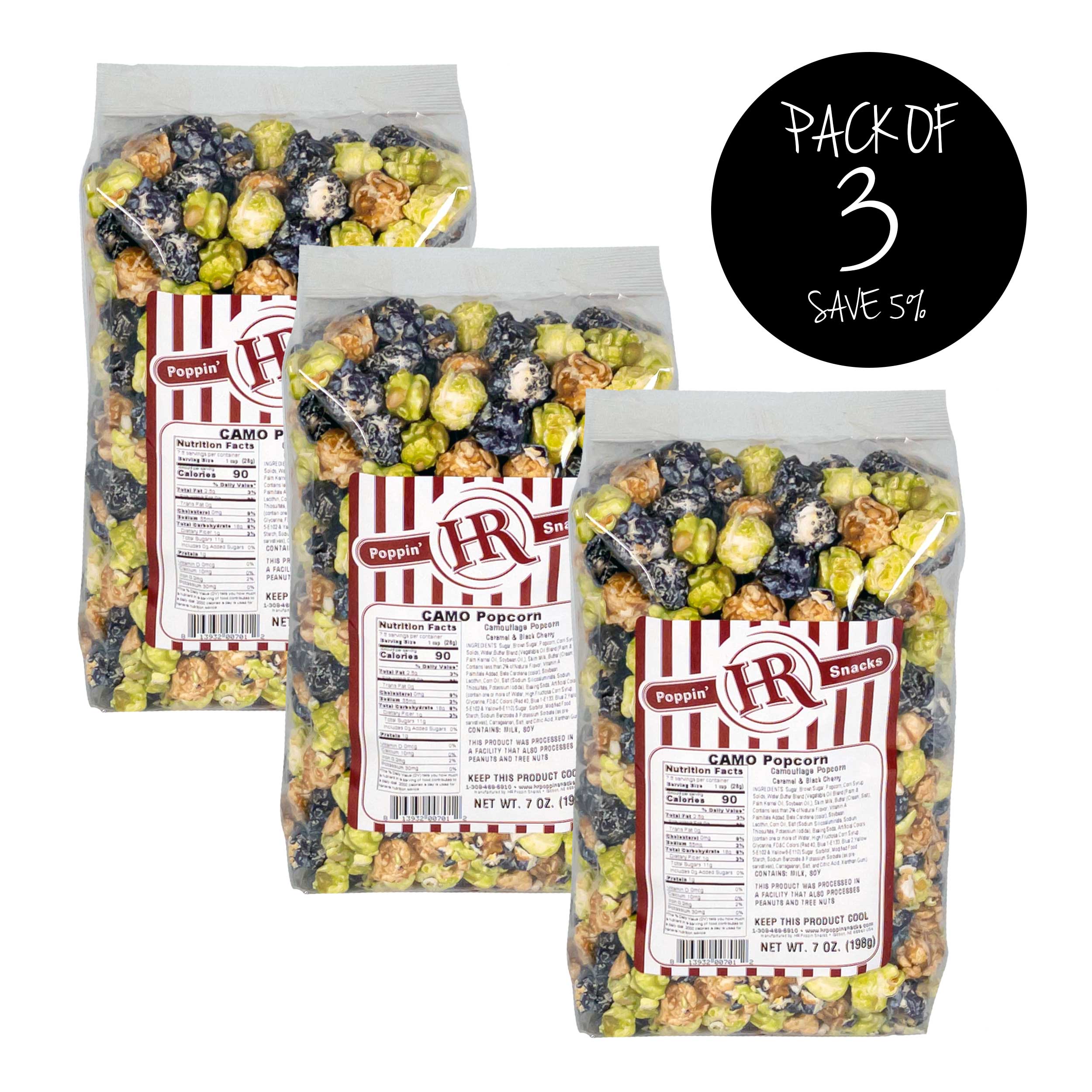 Camo Popcorn | Pack of 3 | 8 oz | Pack of 3 | HR Poppin' Snacks ...