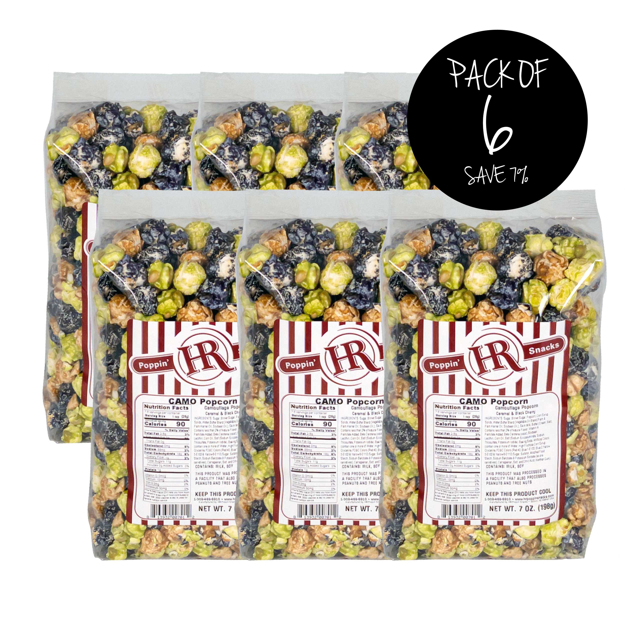 Camo Popcorn | Pack of 6 | 8 oz | Pack of 6 | HR Poppin' Snacks ...