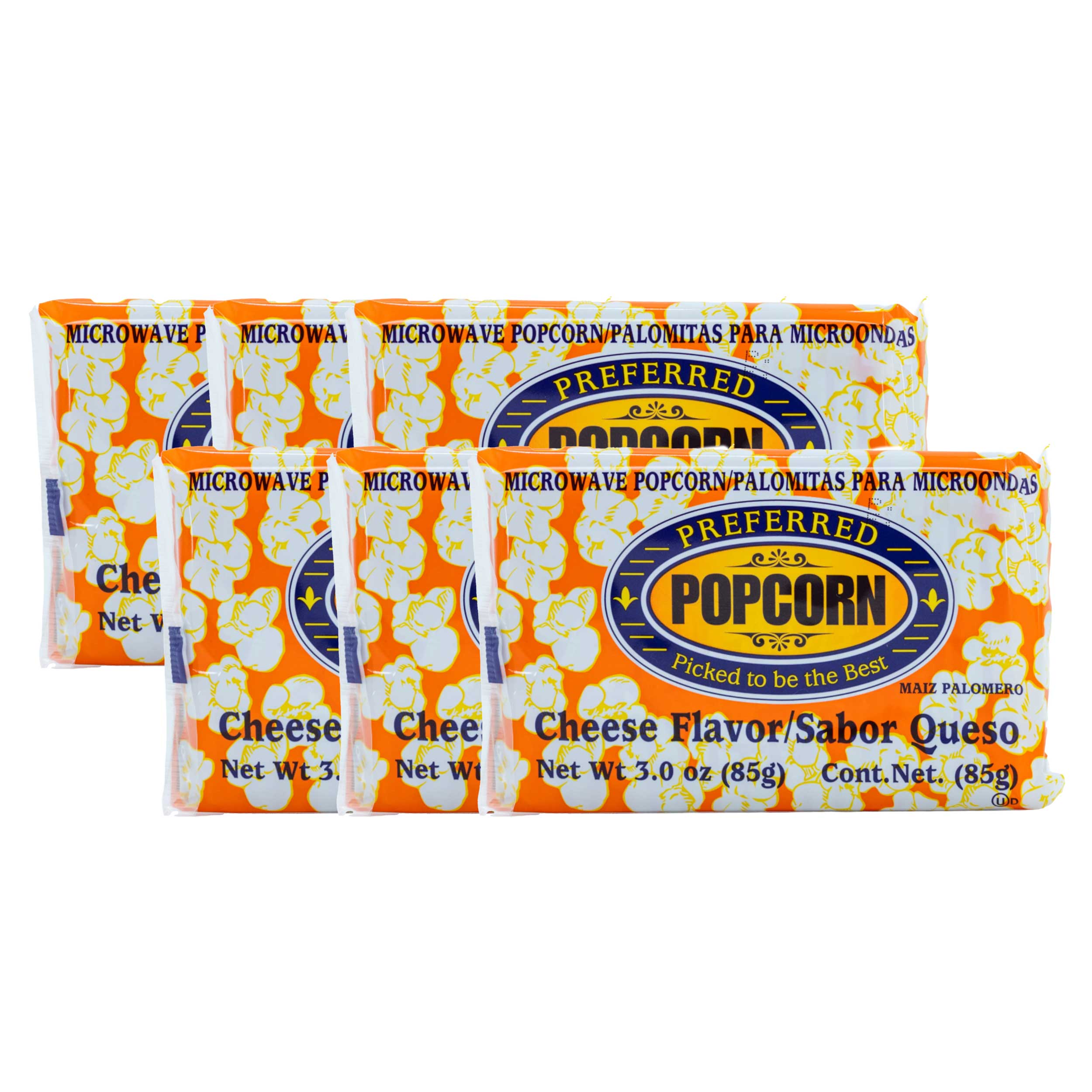 Cheese Microwave Popcorn | Pack of 6 | 3 oz | Preferred Popcorn ...