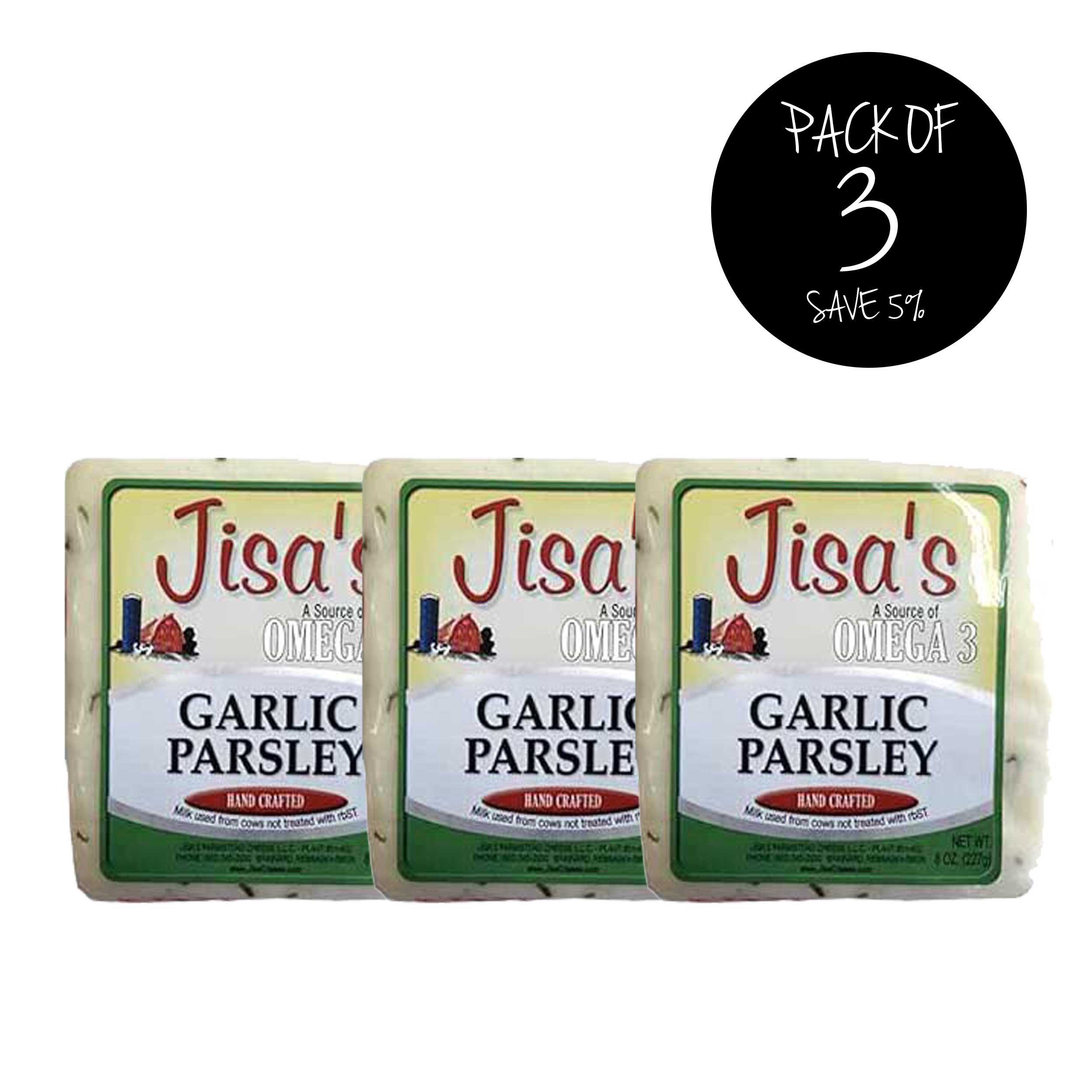 Garlic Parsley Cheese Block | Pack of 3 | 8 oz | Jisa's Farmstead Chee ...