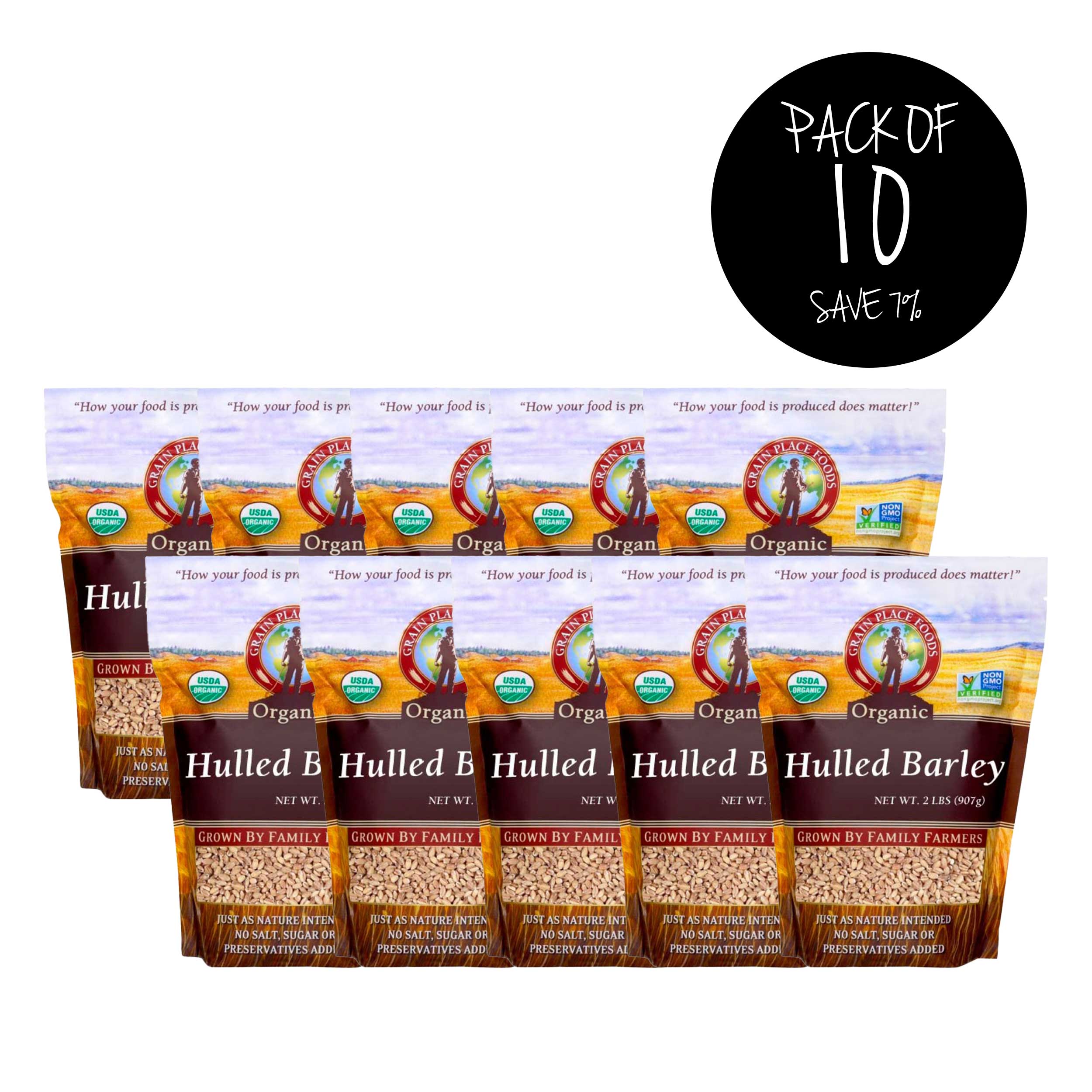 Organic Hulled Barley | Pack of 10 | 2 lb | Non-GMO | Grain Place Food ...