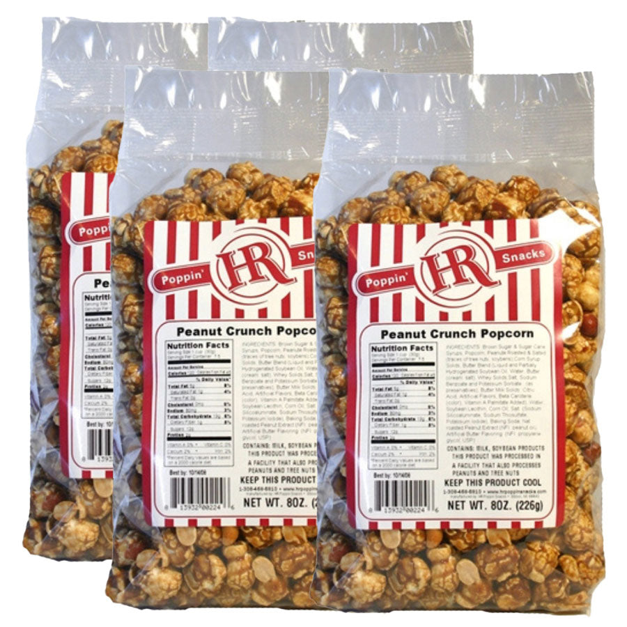 Peanut Crunch Popcorn | Pack of 4 | 8 oz | HR Poppin' Snacks ...