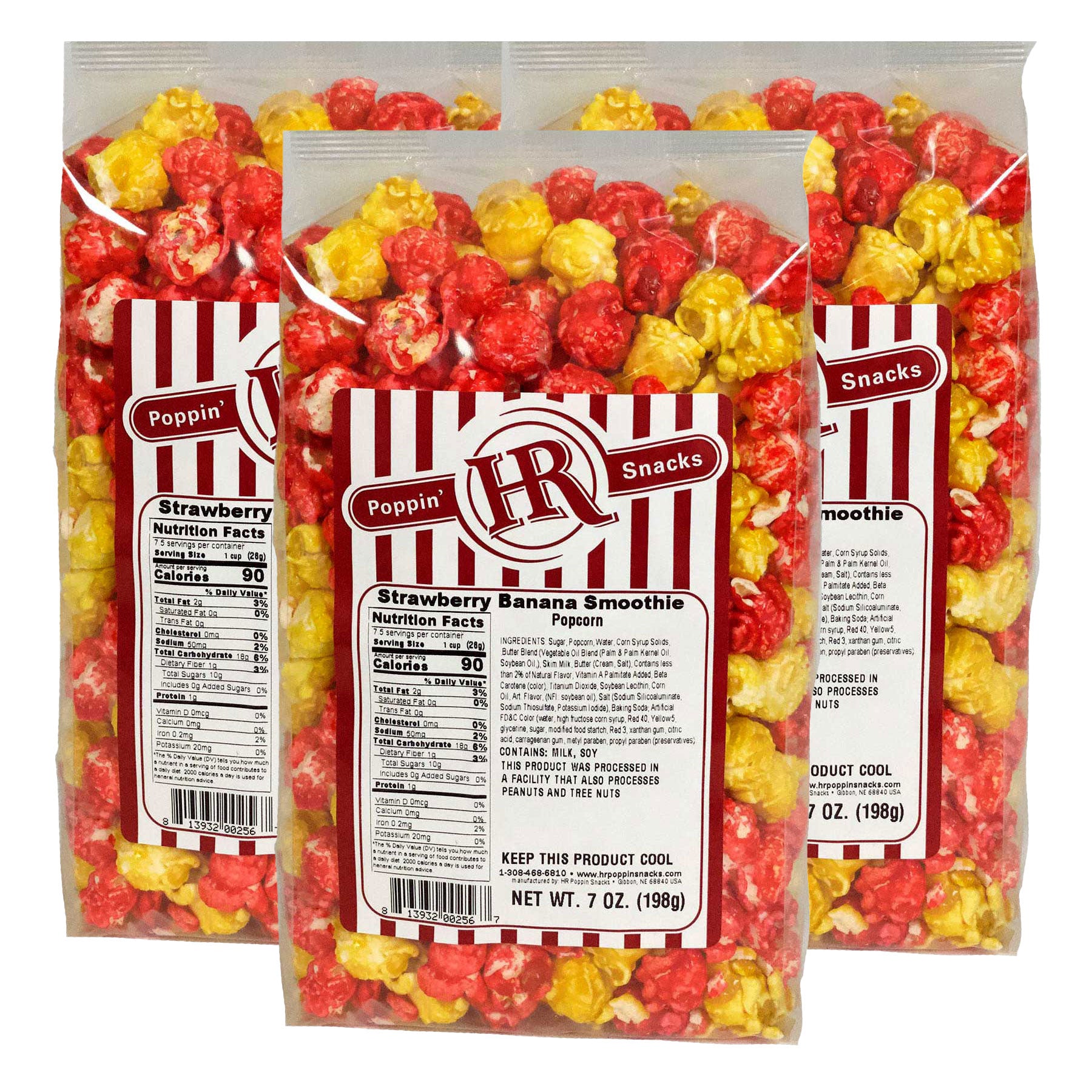 Strawberry Banana Smoothie Popcorn | Pack of 3 | 7 oz | HR Poppin' Sna ...