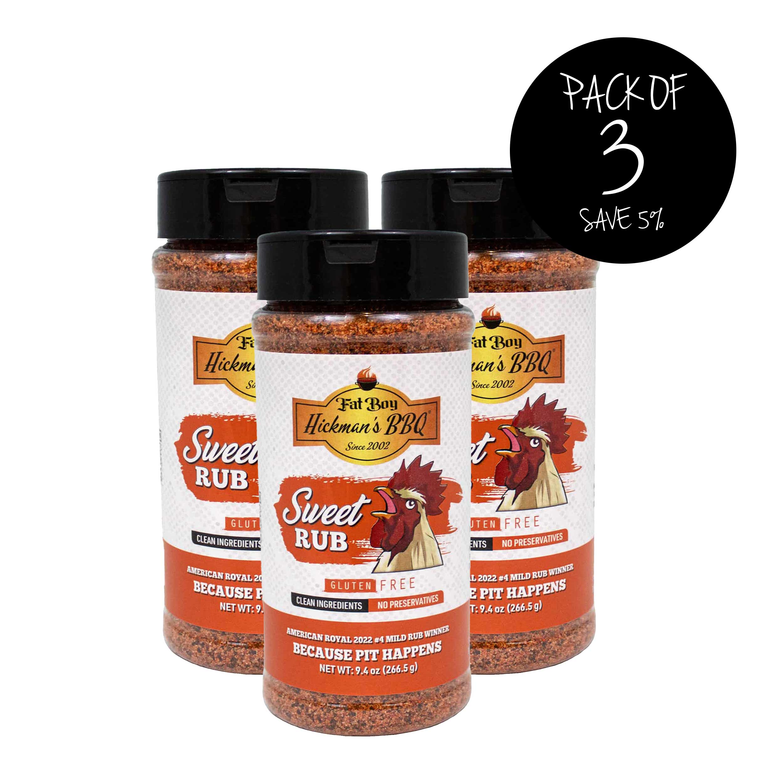 Sweet Natural BBQ Rub | Pack of 3 | 9.4 oz. Bottle | Gluten Free | Cle ...