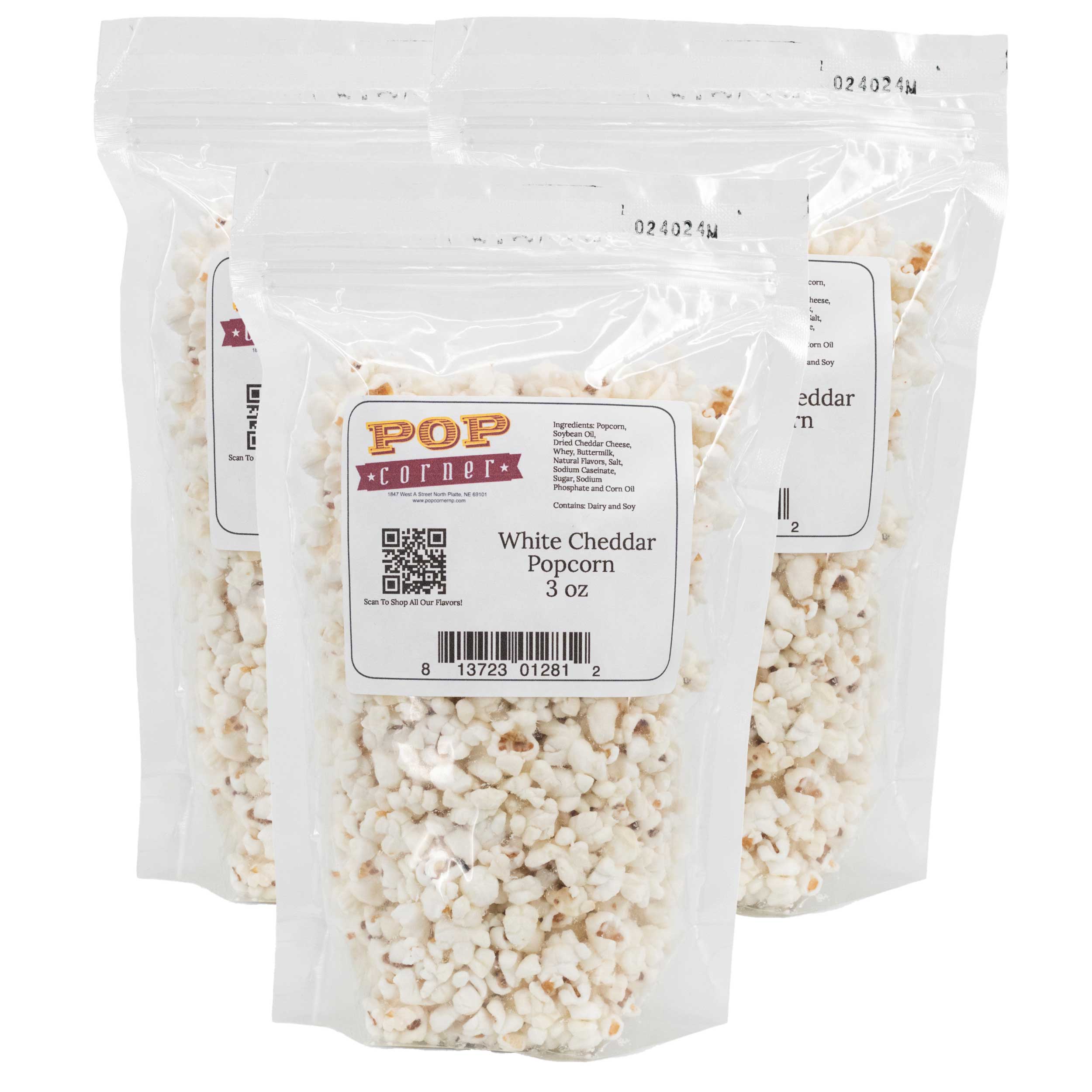 White Cheddar Popcorn | Pack of 3 | 3 oz | Pop Corner – BuyNebraska.com