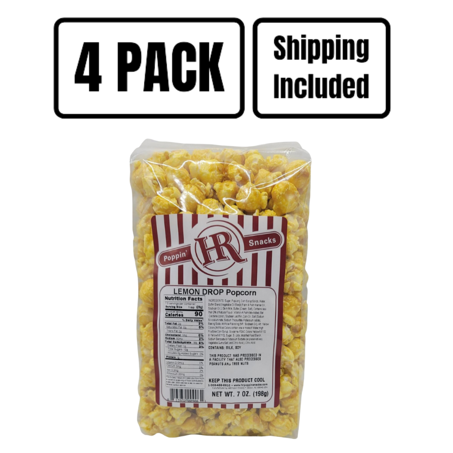 Lemon Popcorn | Pack of 4 | 7 oz | Shipping Included | HR Poppin' Snac ...
